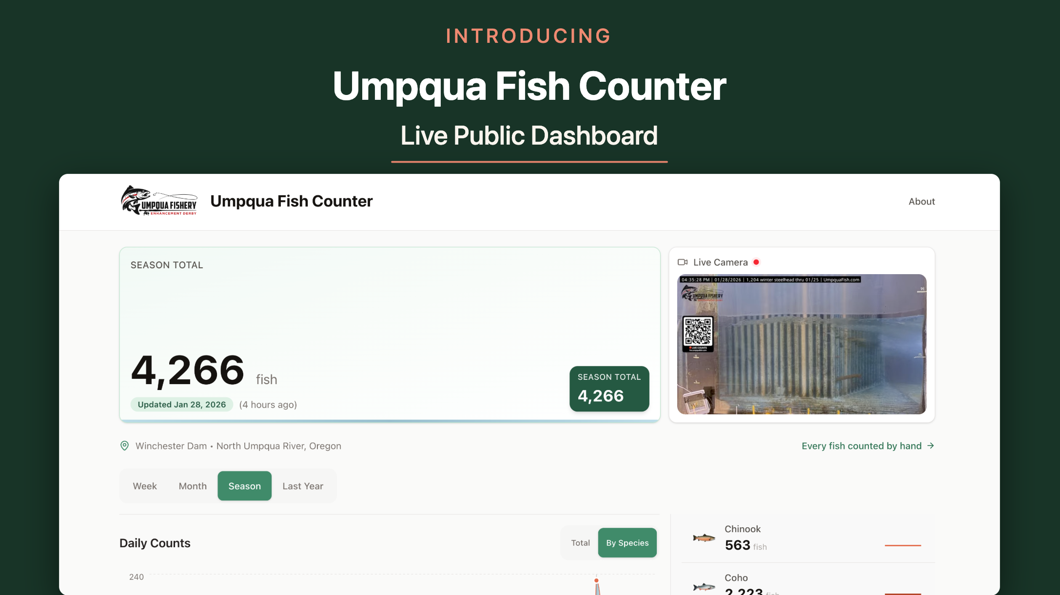 Umpqua Fish Counter - Live Dashboard
